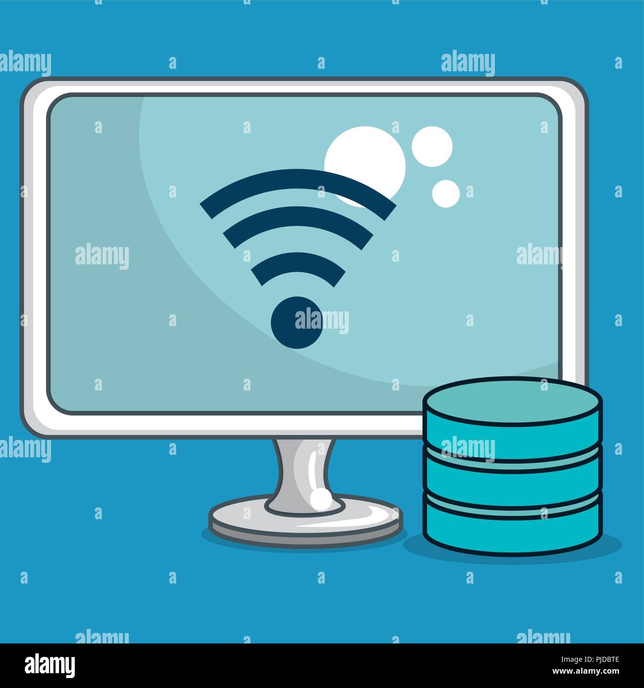 desktop computer with data center icons vector illustration design ...