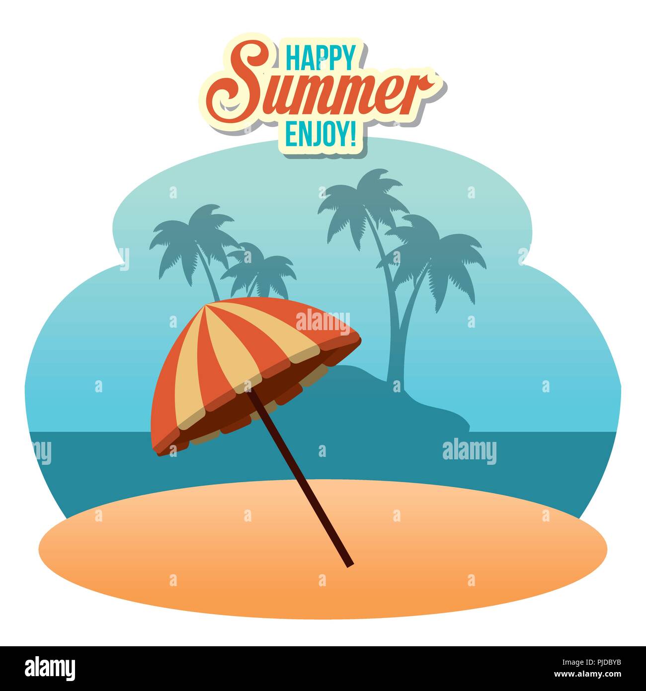 summer enjoy with umbrella beach vector illustration design Stock ...