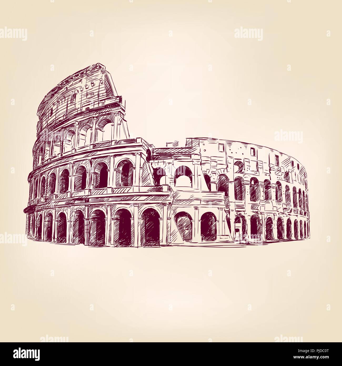Coliseum - hand drawn vector illustration realistic sketch Stock Vector ...