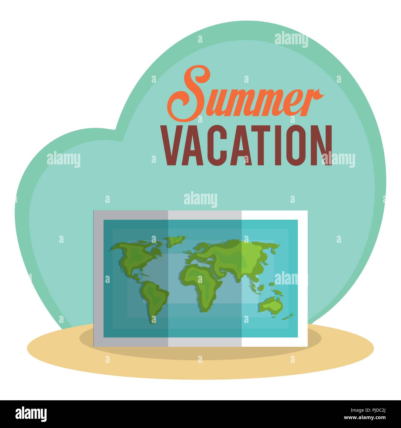 summer vacations with paper map vector illustration design Stock Vector ...