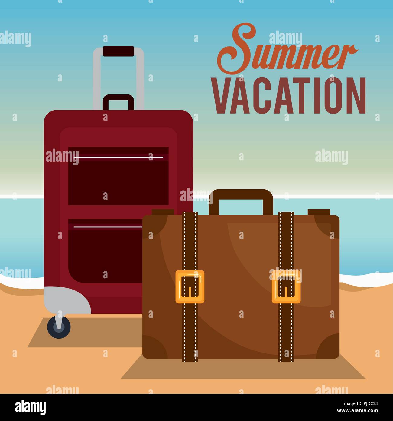 summer vacations with suitcases vector illustration design Stock Vector ...