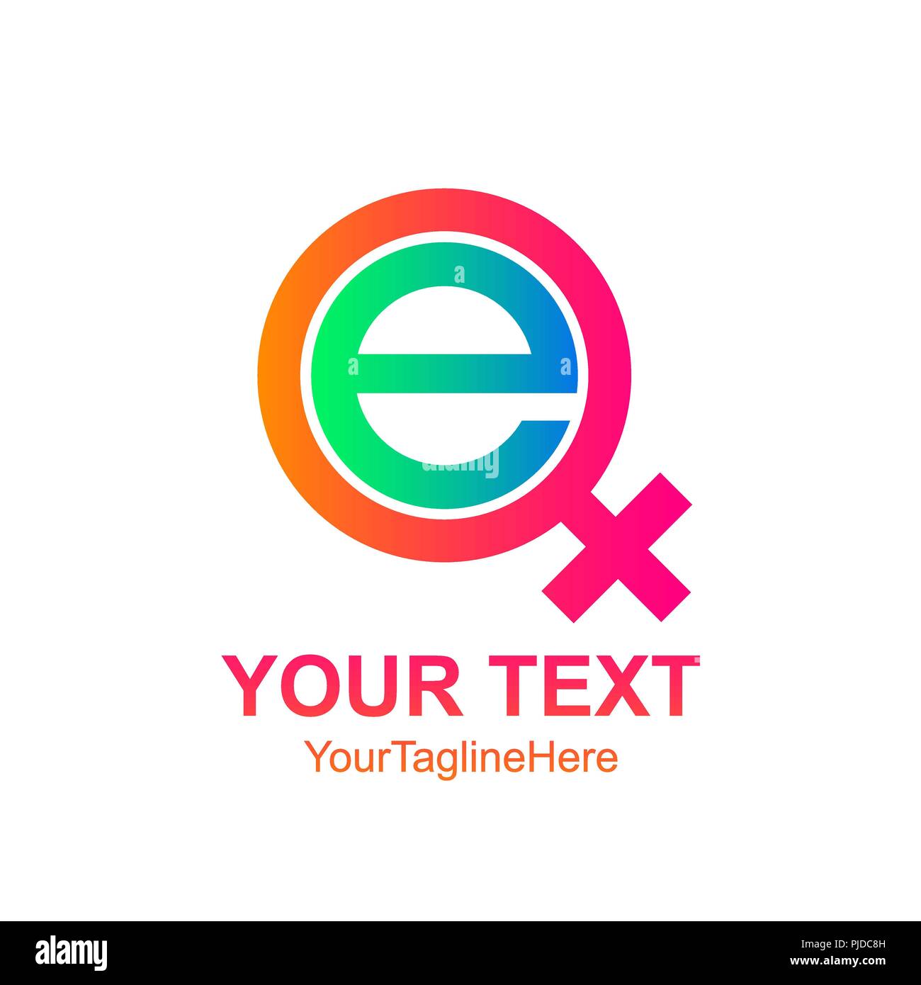 Initial letter E logo template colorfull female icon design for ...