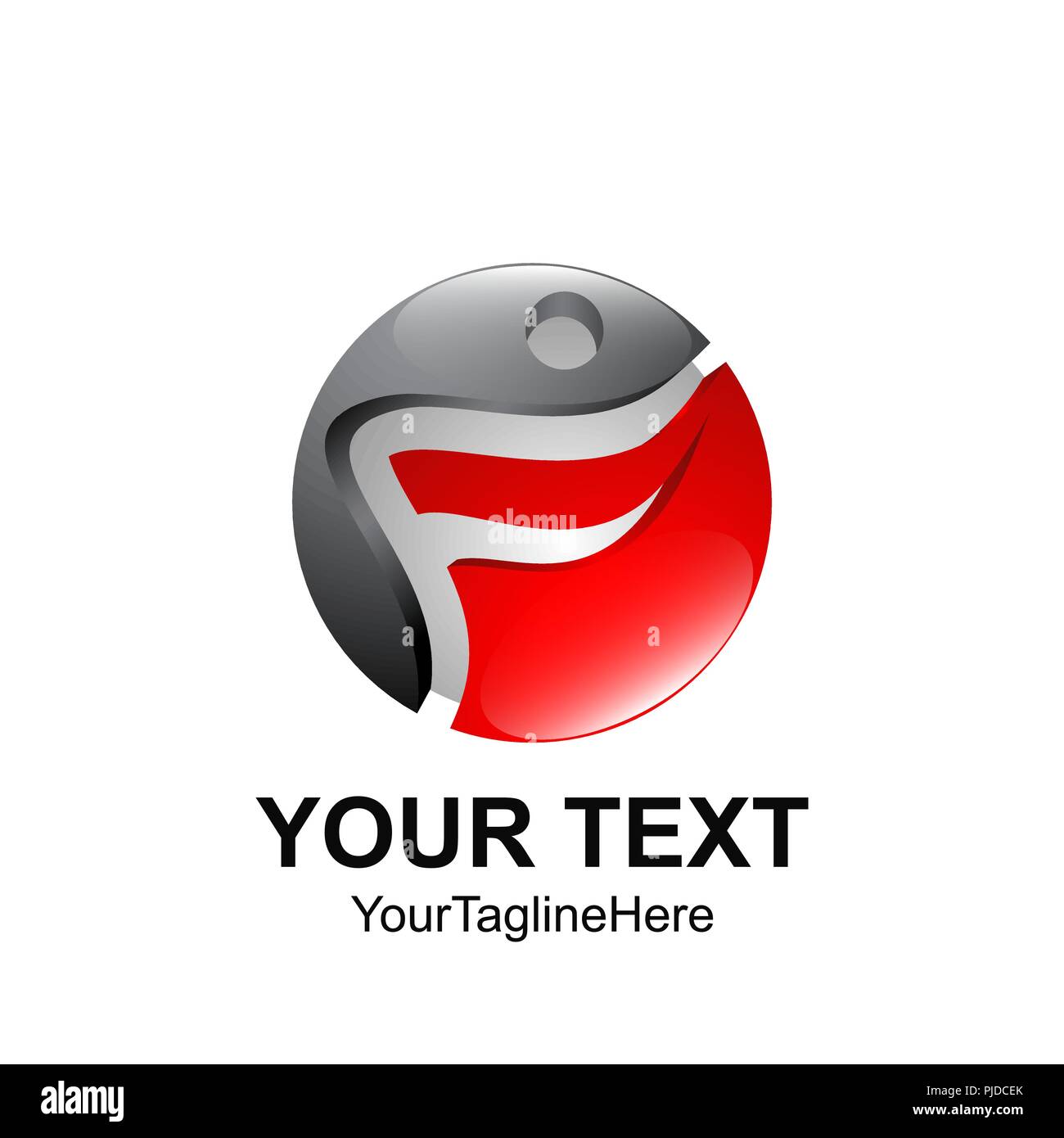 Initial letter F logo template colored orange green circle man design ...