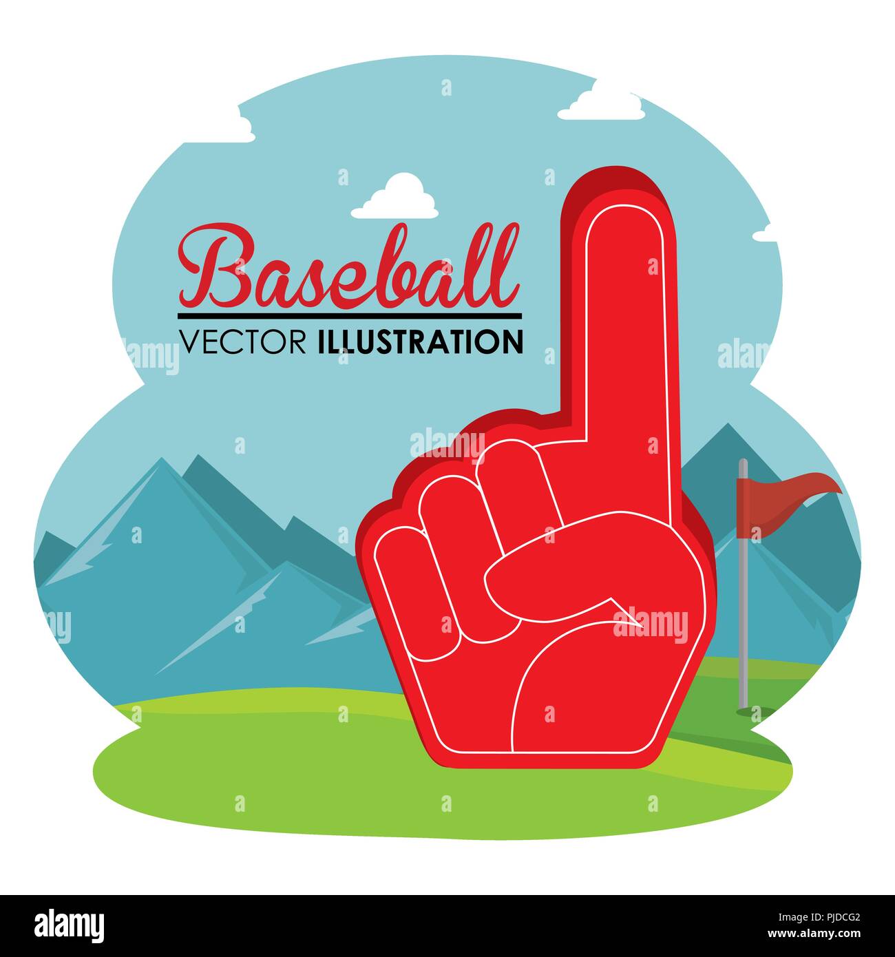 baseball sport glove number one vector illustration design Stock Vector ...