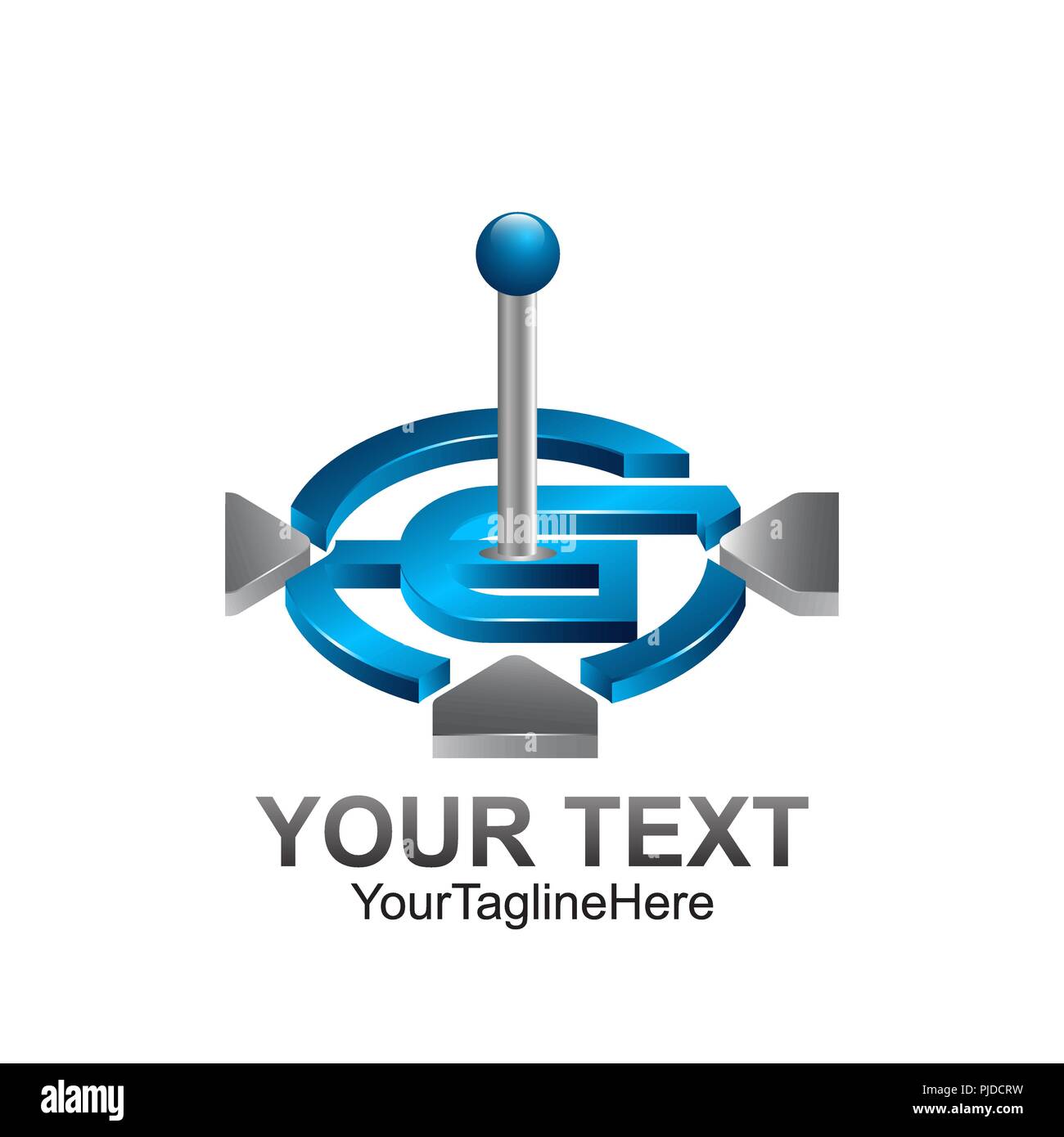 Initial letter G logo template colored blue stick tool design for ...