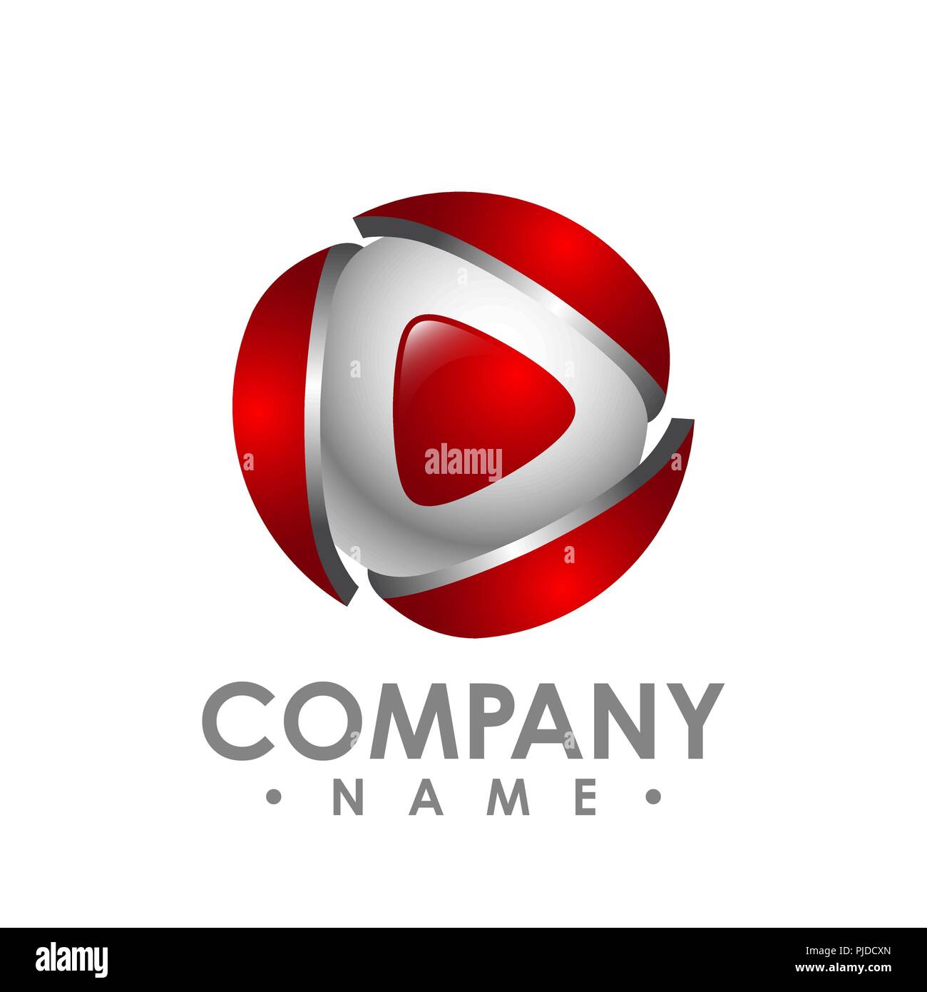 Creative abstract 3d media play button vector logo design template ...