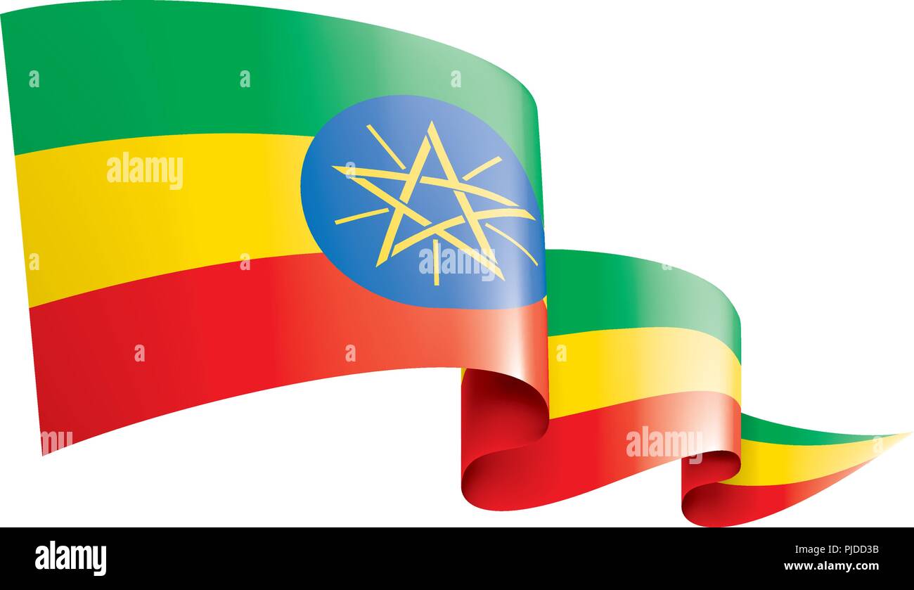 Ethiopia flag, vector illustration on a white background Stock Vector ...