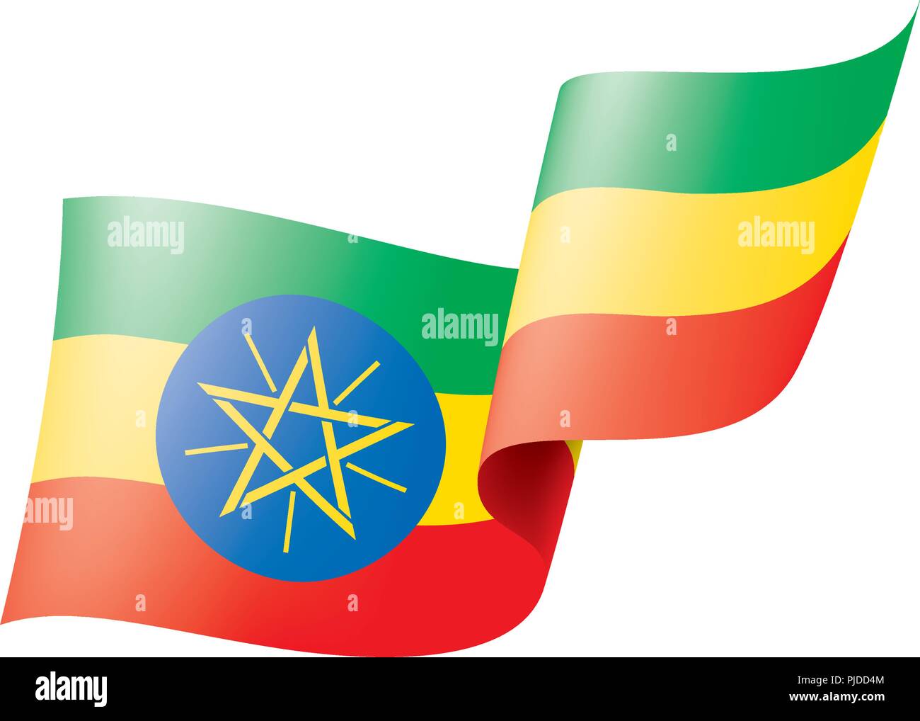 Ethiopia flag, vector illustration on a white background Stock Vector ...
