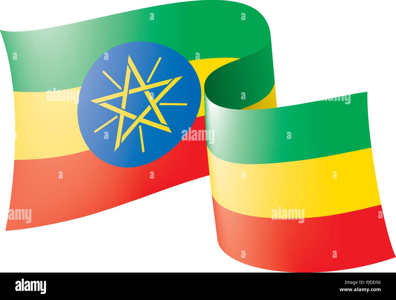 Ethiopia flag, vector illustration on a white background Stock Vector ...