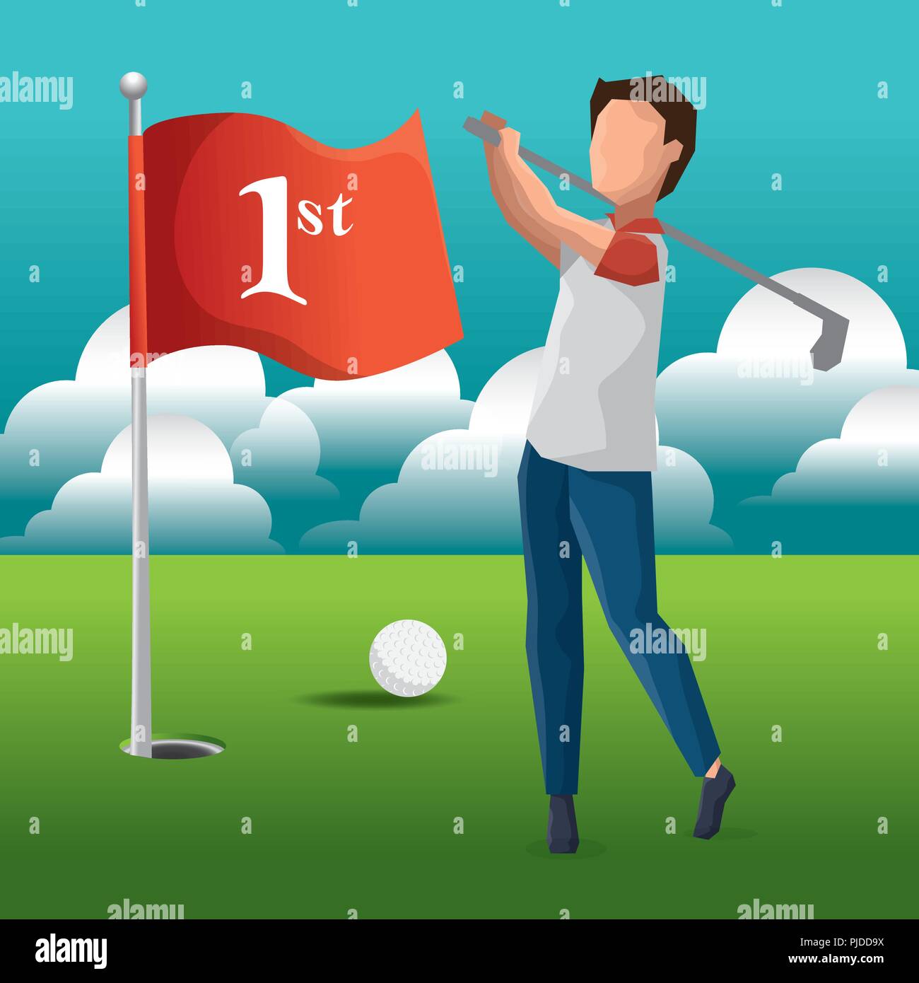 Golfer profile Stock Vector Images - Alamy