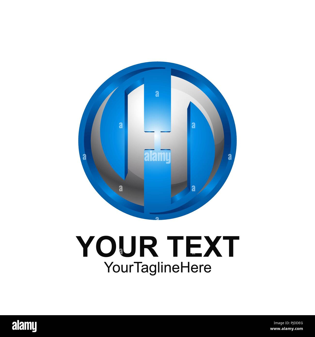 Initial letter H logo template colored blue grey circle swoosh design for business and company ...