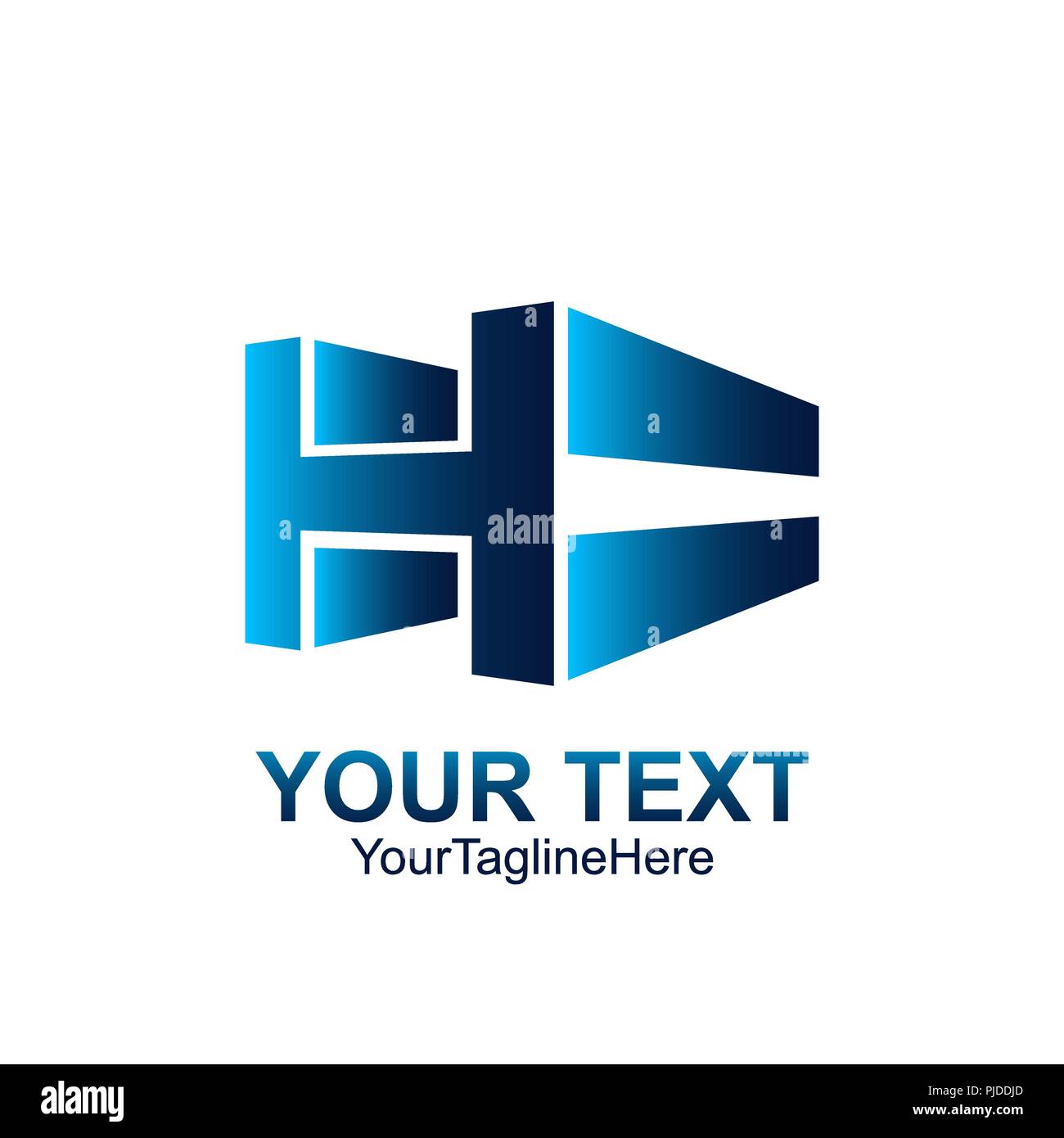 Initial letter H logo template colored blue perspective design for ...