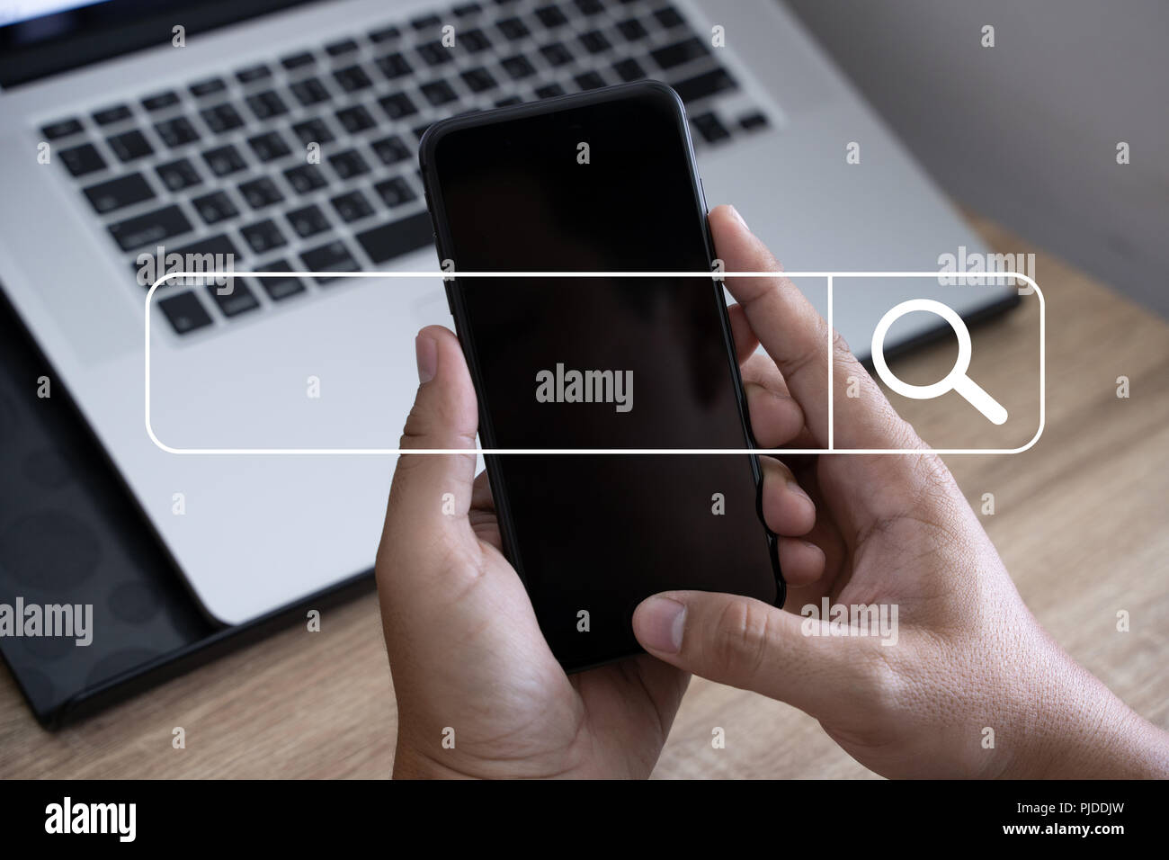 businessman using Searching Browsing Internet internet of things (IoT Stock Photo - Alamy