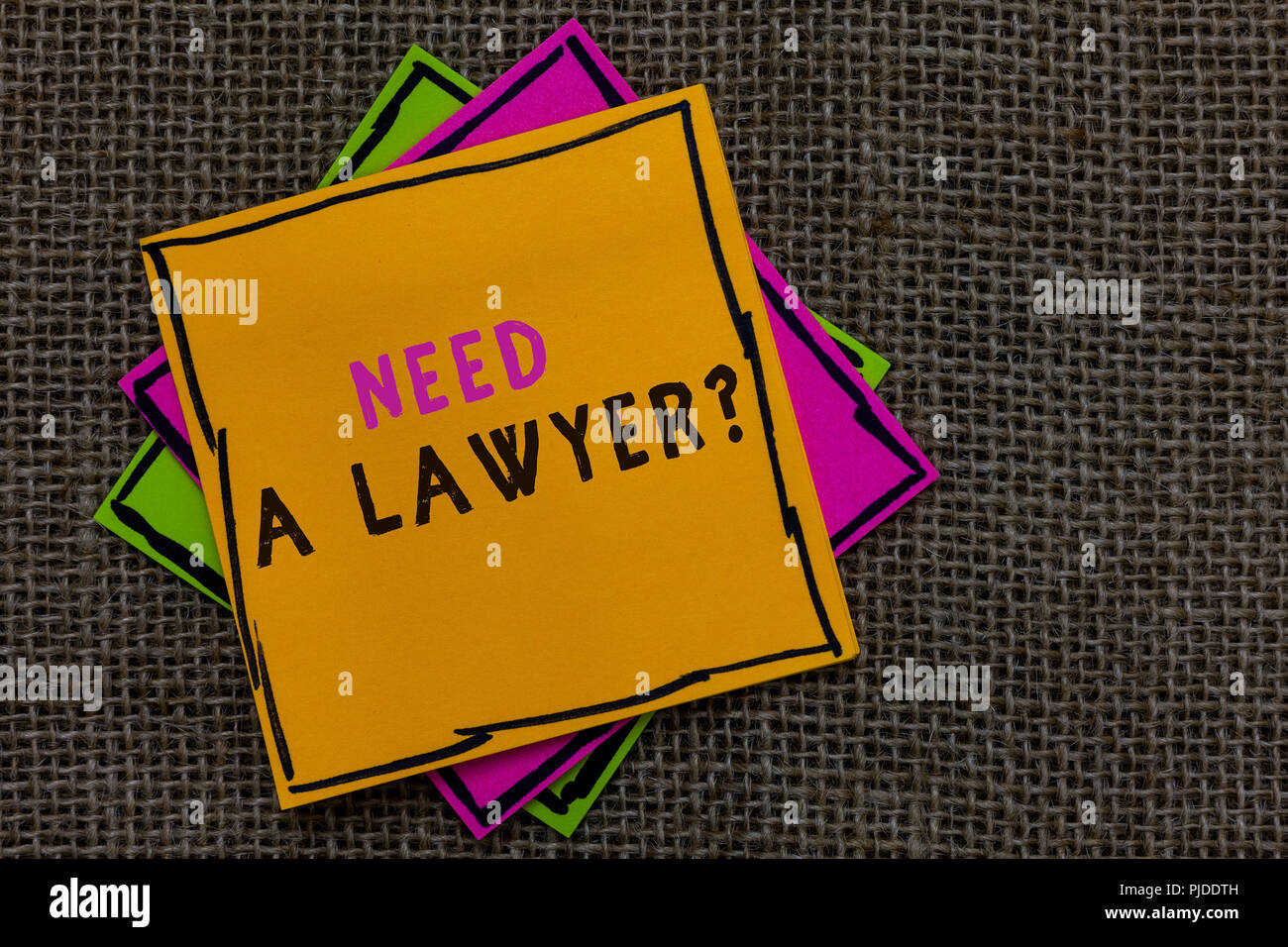 Text sign showing Need A Lawyer question. Conceptual photo Legal ...