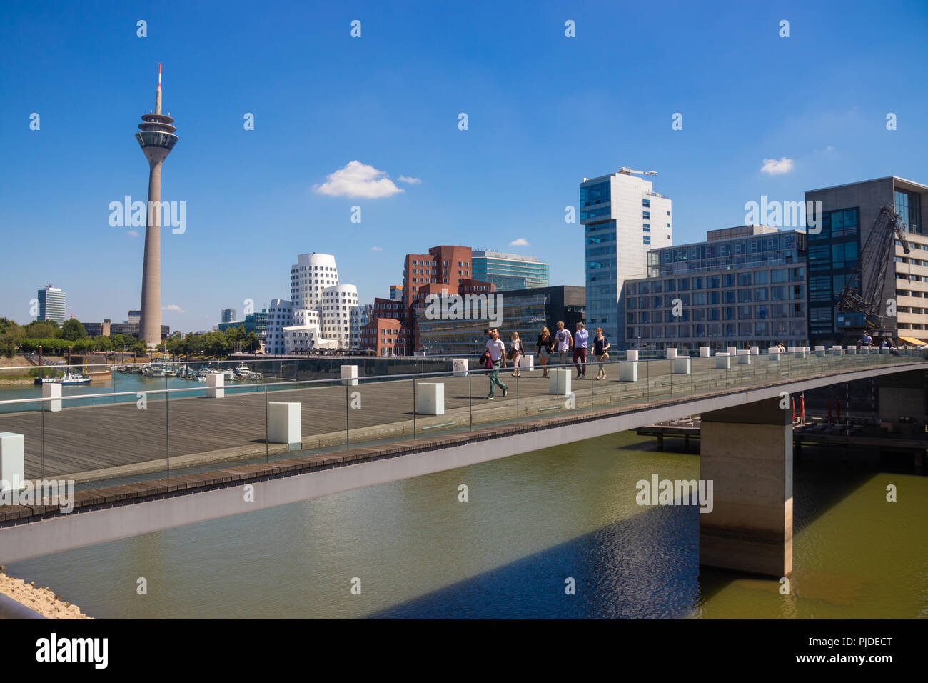 A view of Dusseldorf Media Harbor (Medienhafen) Germany with the ...