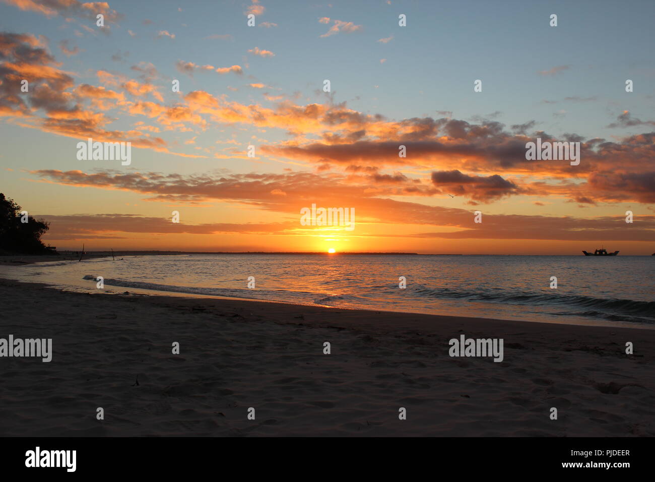 Sunset over the beach at Inskip Point, looking out towards Fraser ...