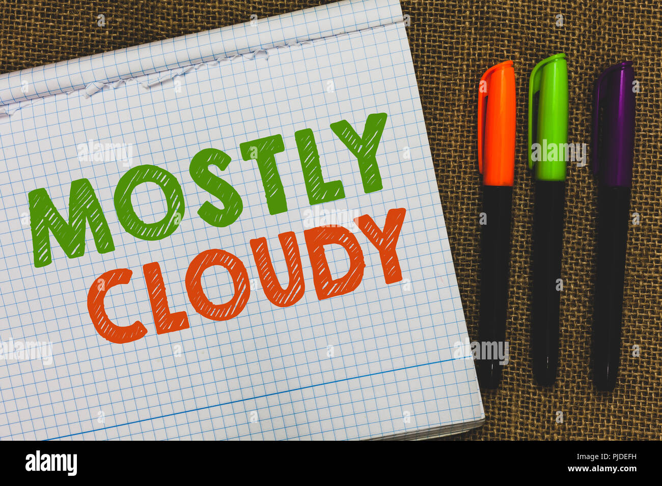 Conceptual hand writing showing Mostly Cloudy. Business photo text ...