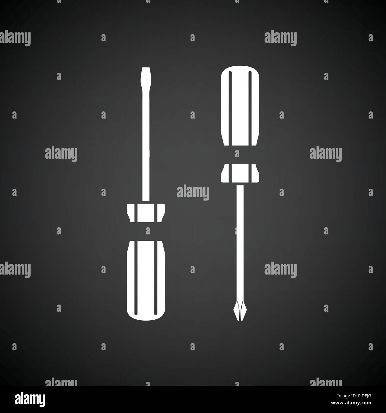 Screwdriver icon. Black background with white. Vector illustration ...