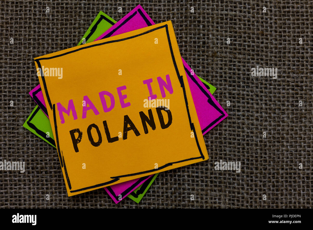 Text sign showing Made In Poland. Conceptual photo A product or ...
