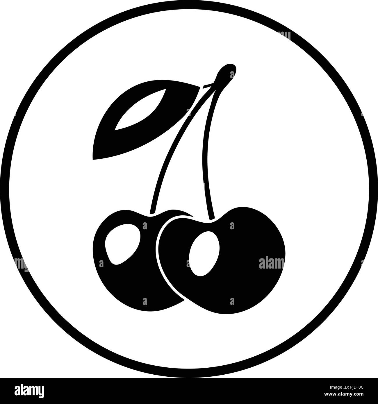 Icon of Cherry. Thin circle design. Vector illustration Stock Vector ...