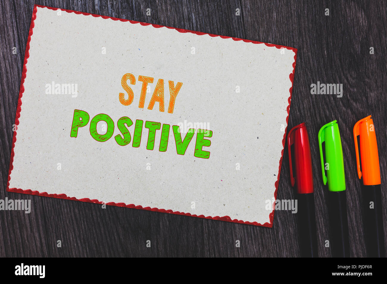 Text sign showing Stay Positive. Conceptual photo Engage in Uplifting ...