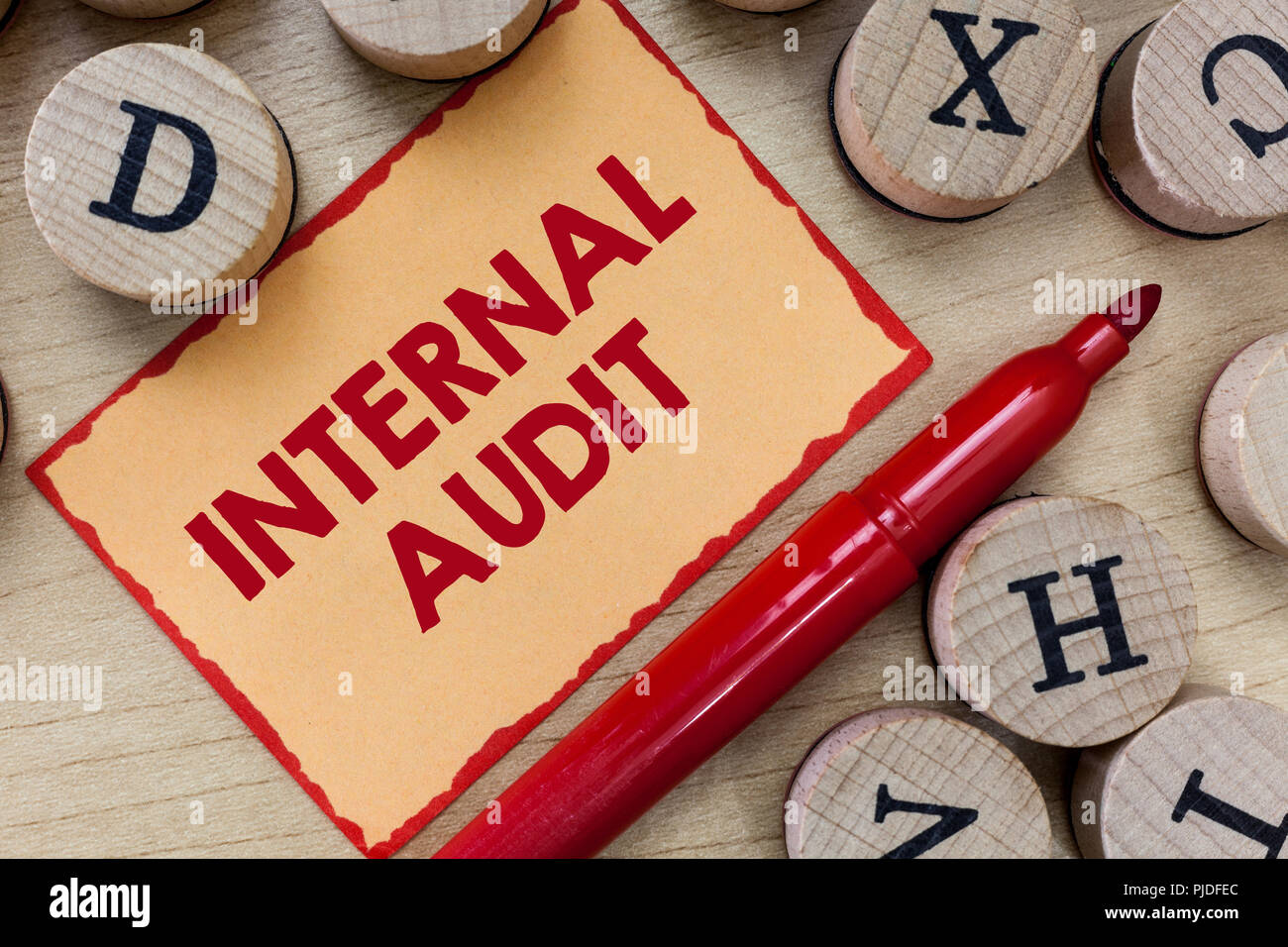 Text sign showing Internal Audit. Conceptual photo Evaluates the ...
