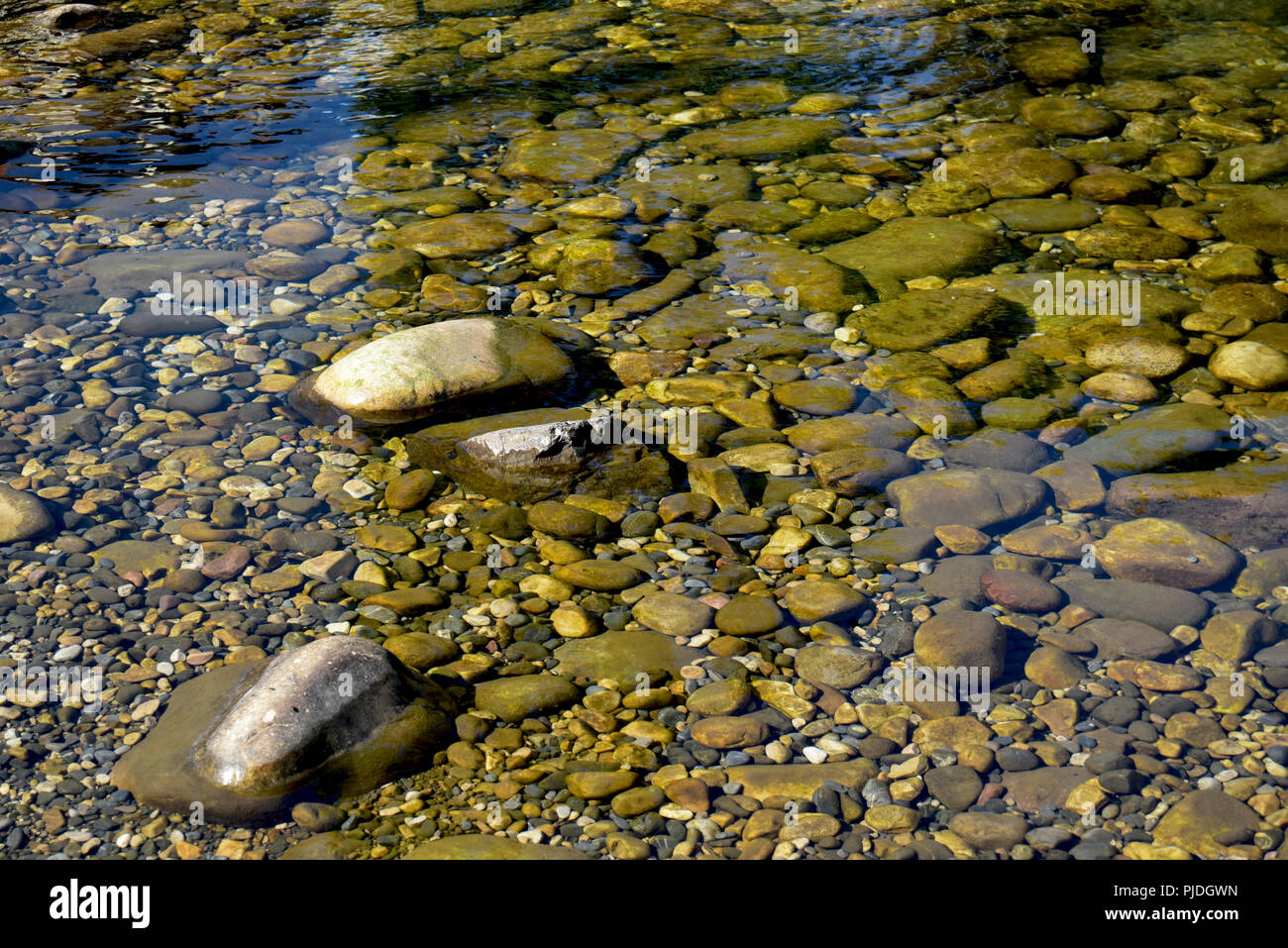 round stones in the river water Stock Photo - Alamy