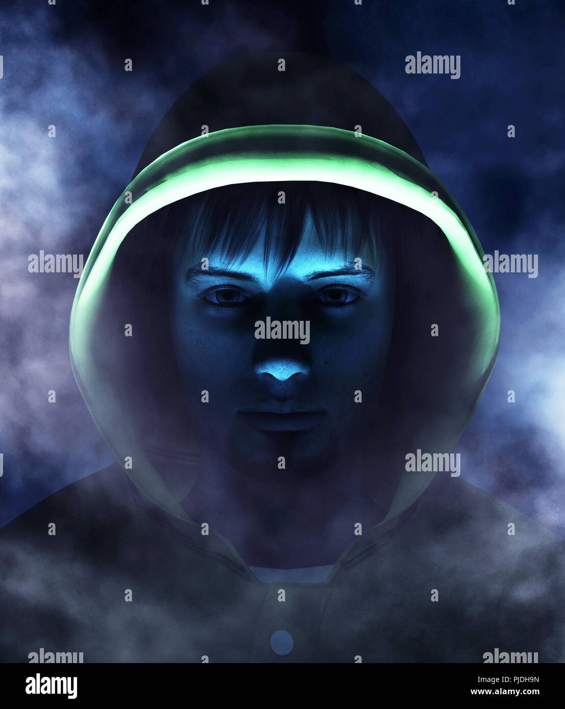 Stranger person in raincoat,3d Mixed media for book illustration or ...