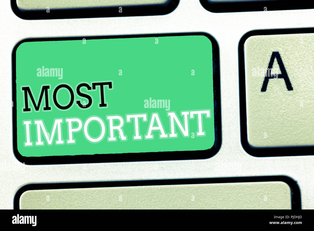 Text sign showing Most Important. Conceptual photo Greatest or highest ...