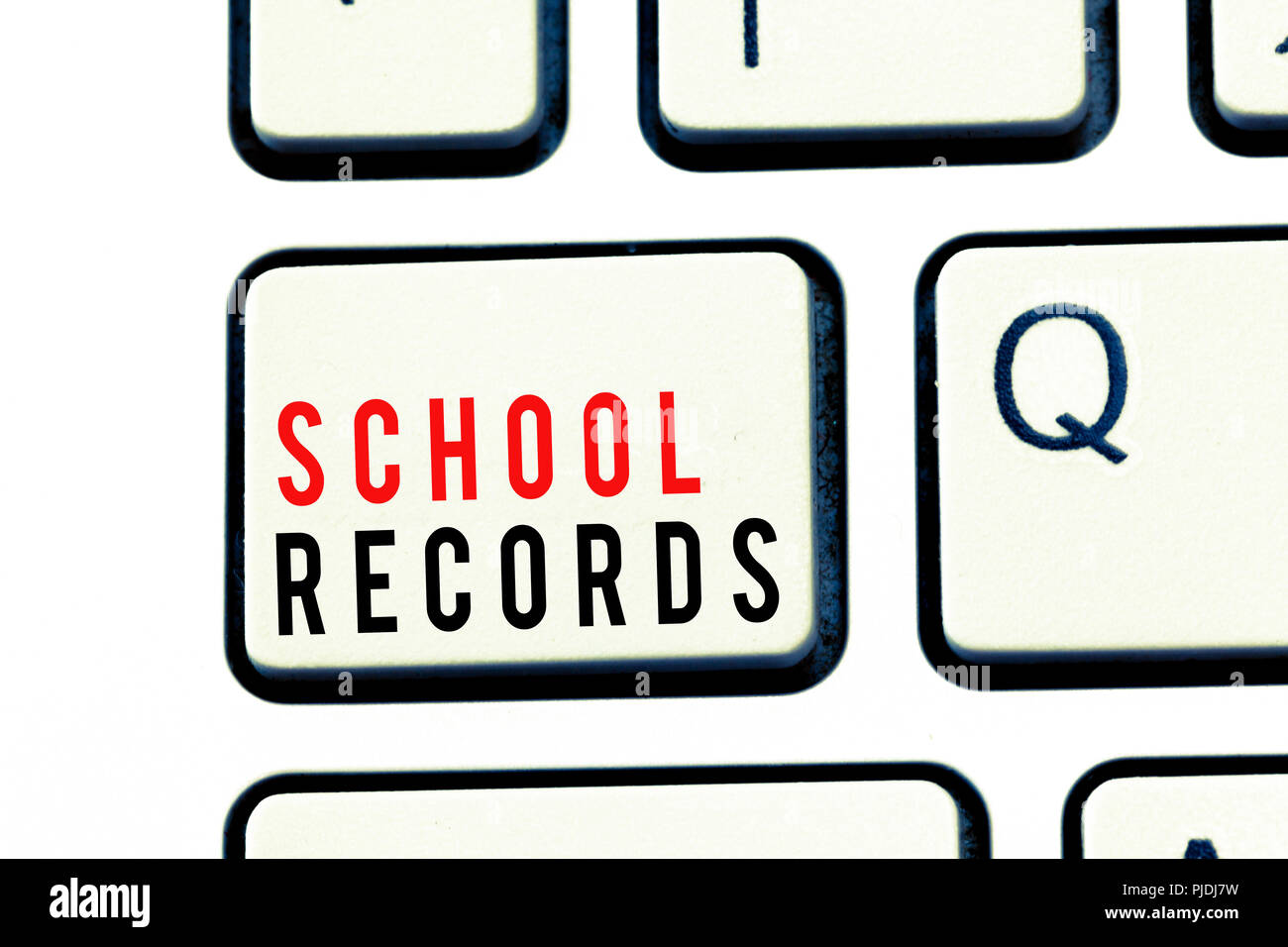 Writing note showing School Records. Business photo showcasing ...