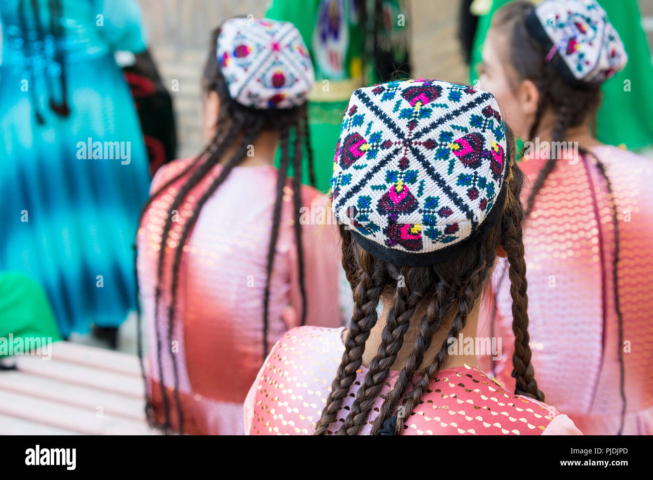 Folk dancers performs traditional dance at local festivals in Khiva ...