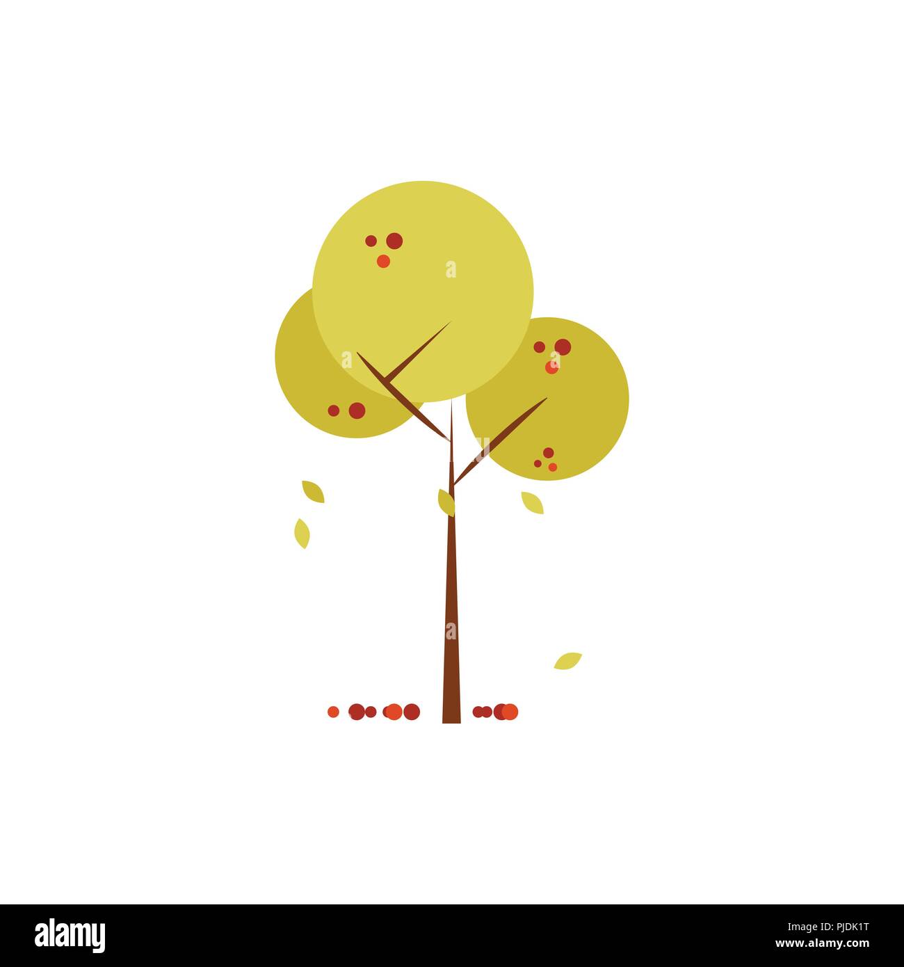 Abstract Round Green Autumn Tree Vector Art Illustration Graphic Design ...