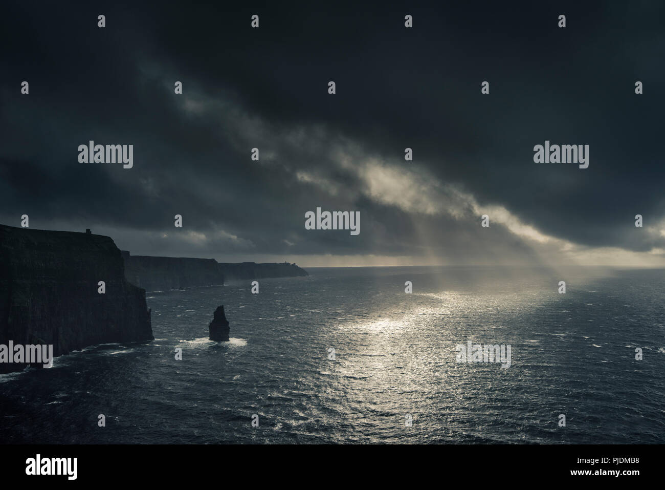 Cliffs of Moher at sunset with hurricane Ophelia approaching, Doolin ...