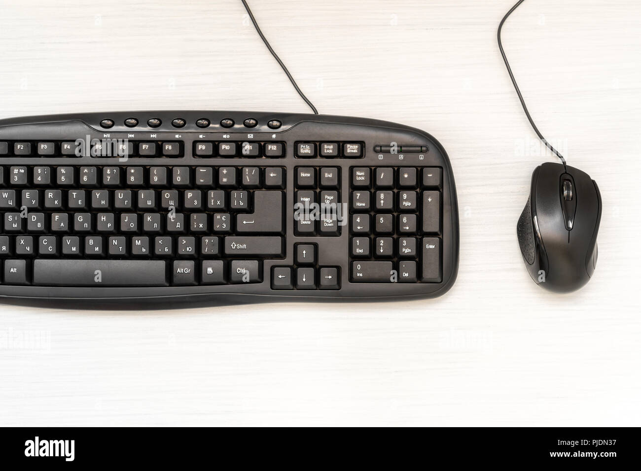 Black computer mouse and keyboard , top view Stock Photo - Alamy