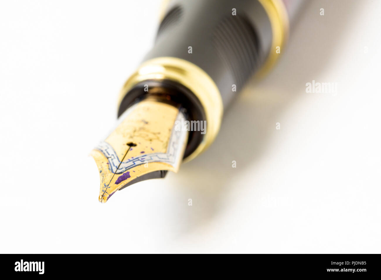 Tip of the fountain pen over white background,macro,close-up view Stock ...