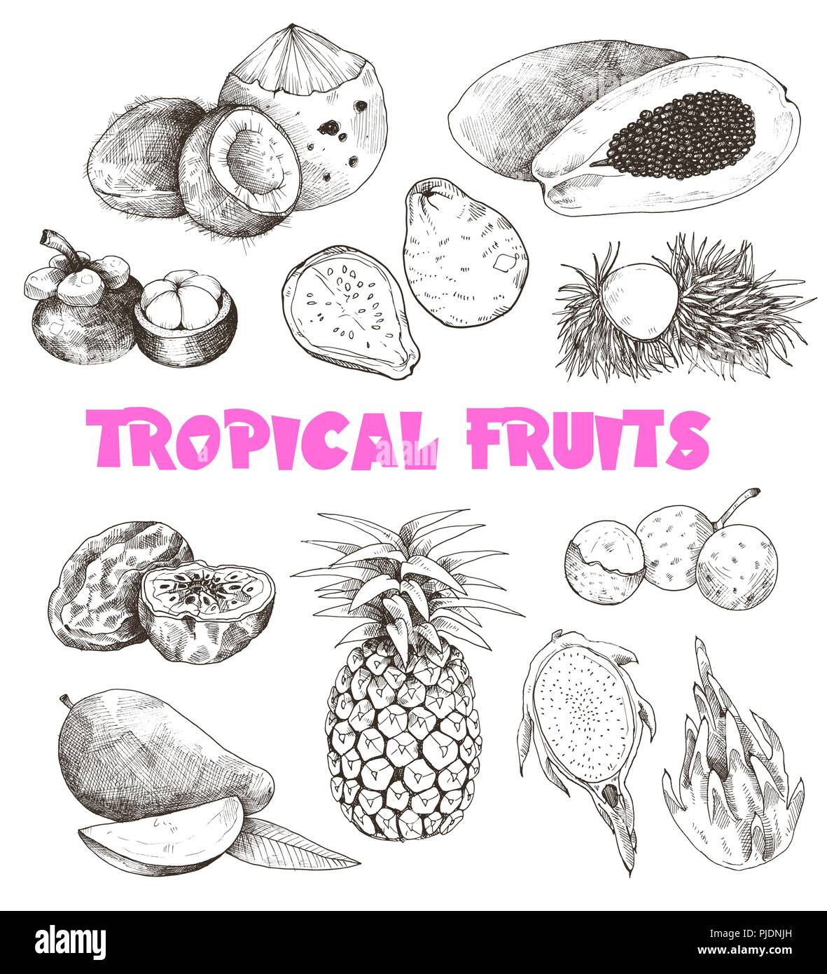 Rambutan mangosteen fruits Cut Out Stock Images & Pictures - Alamy