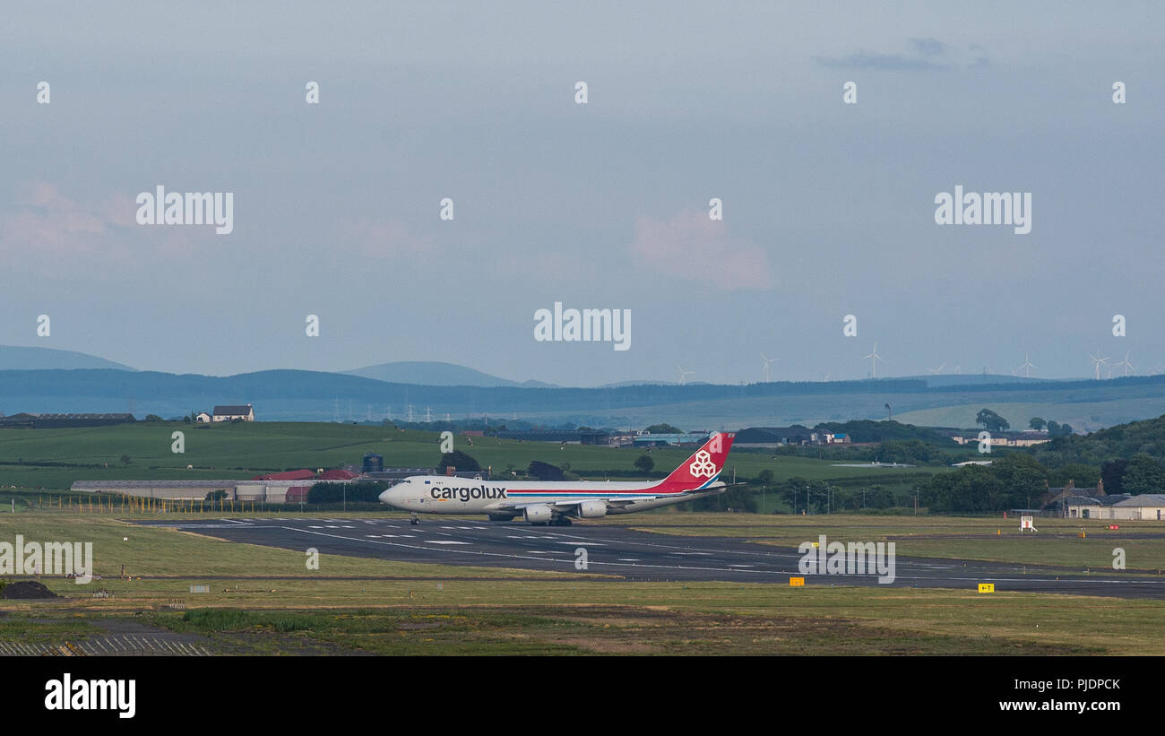 Cargolux Boeing 747-800F departing Prestwick Inernational Airport bound ...