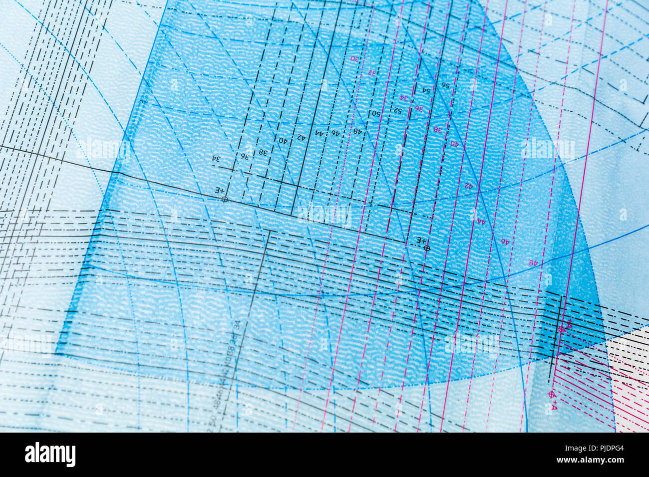 Blue line arch forming on textile sheet Stock Photo - Alamy