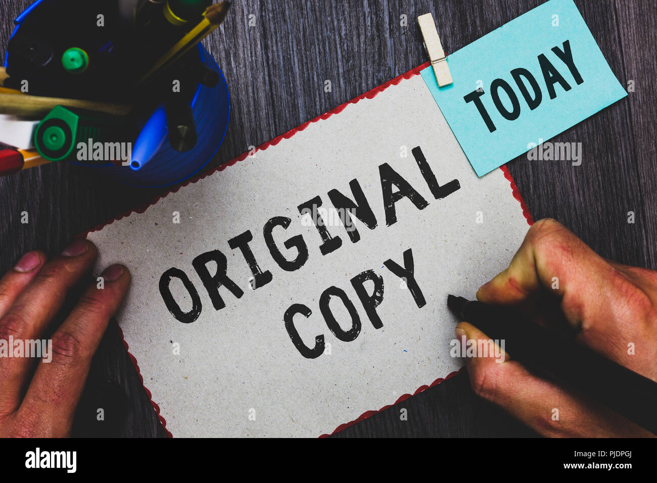 Conceptual hand writing showing Original Copy. Business photo text Main ...