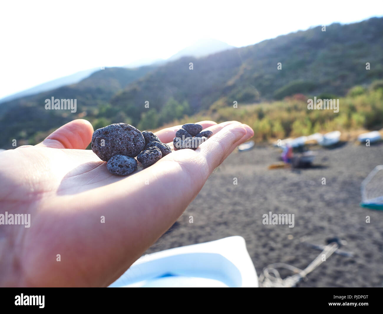 Black volcano rocks dued to volcano eruptions Stock Photo - Alamy