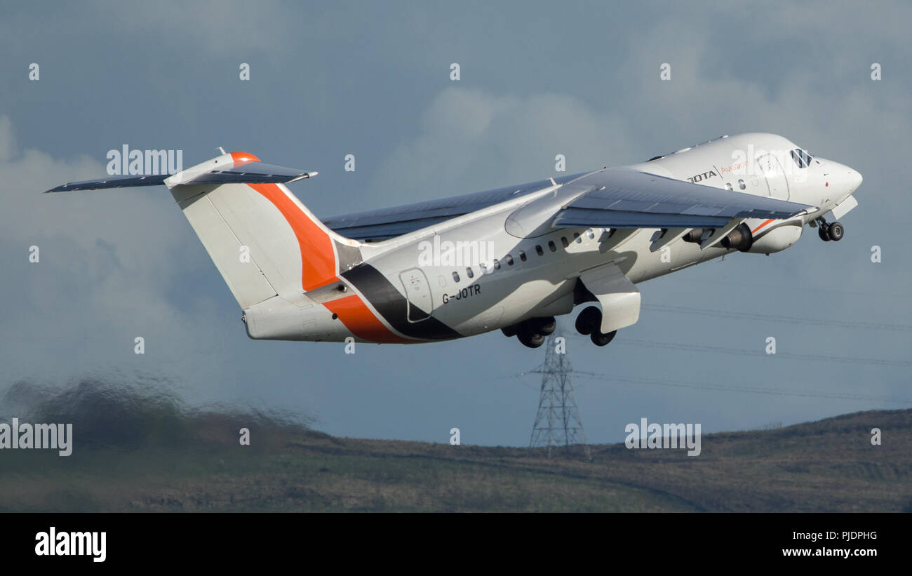JOTA Aviation flight seen departing Glasgow International Airport ...