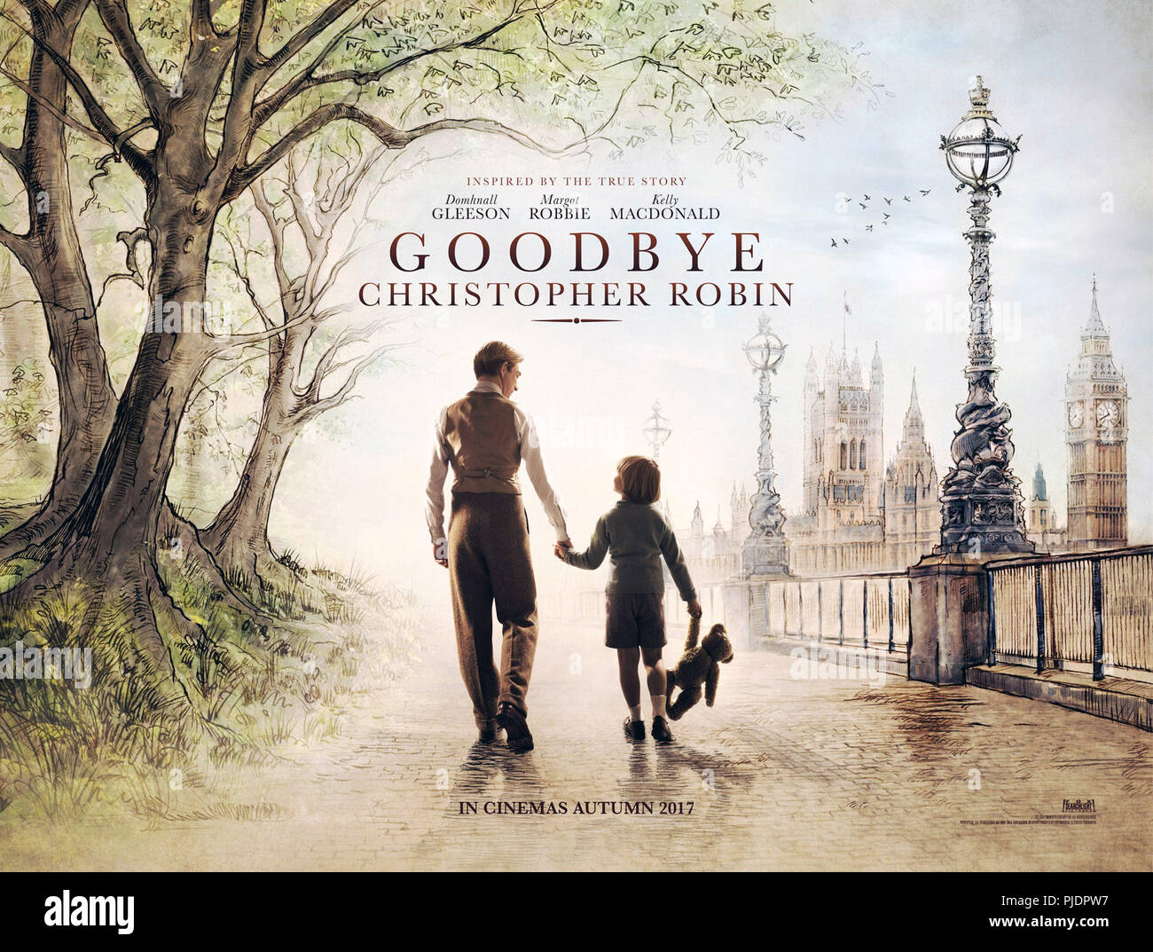 GOODBYE CHRISTOPHER ROBIN, British poster, from left: Domhnall Gleeson ...