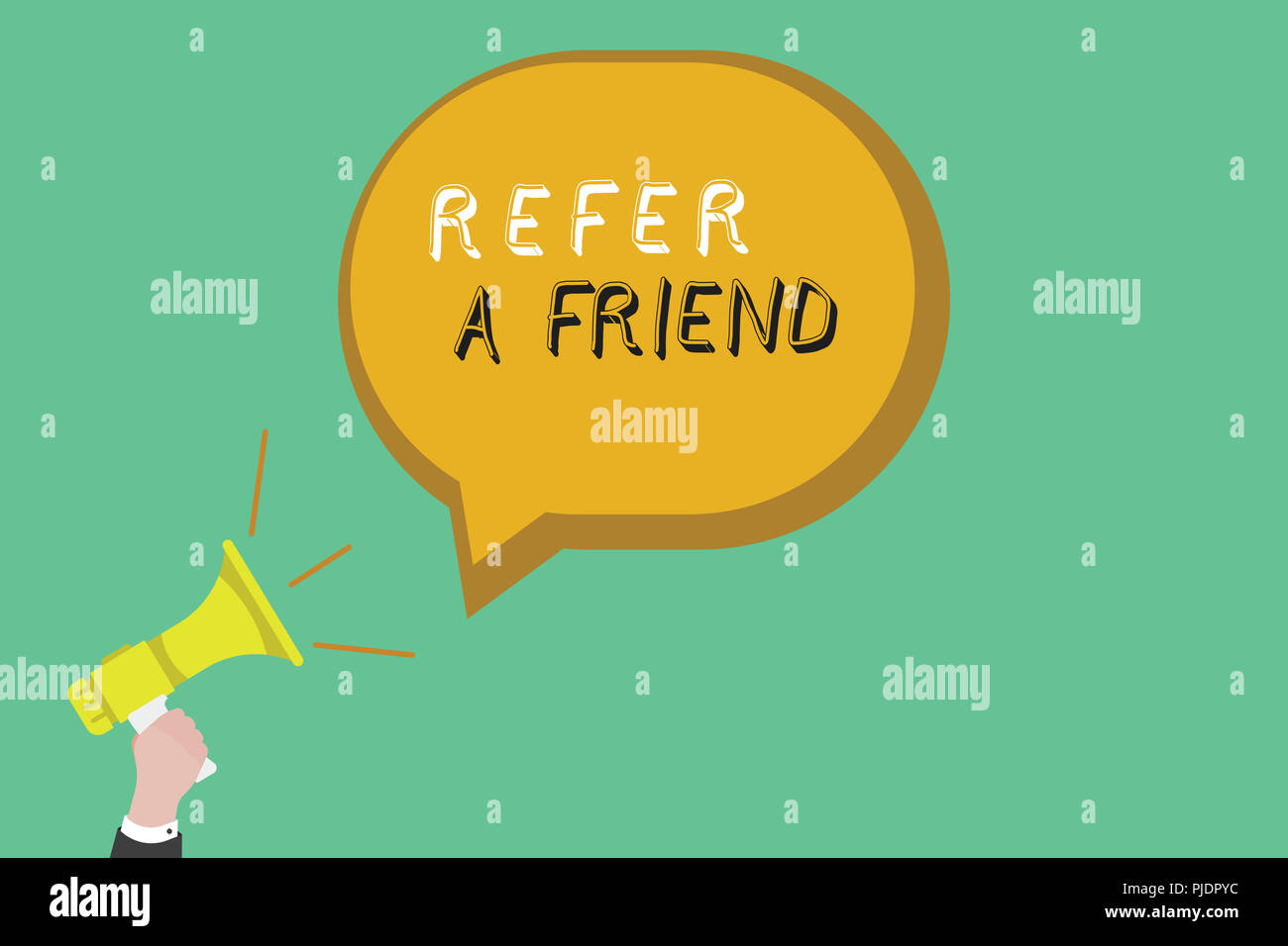 Text sign showing Refer A Friend. Conceptual photo Recommendation ...