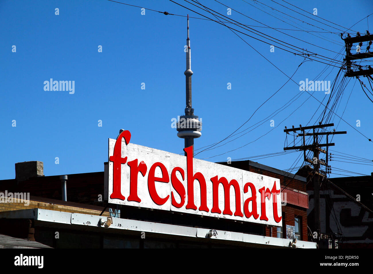CN Tower behind a sign Stock Photo - Alamy