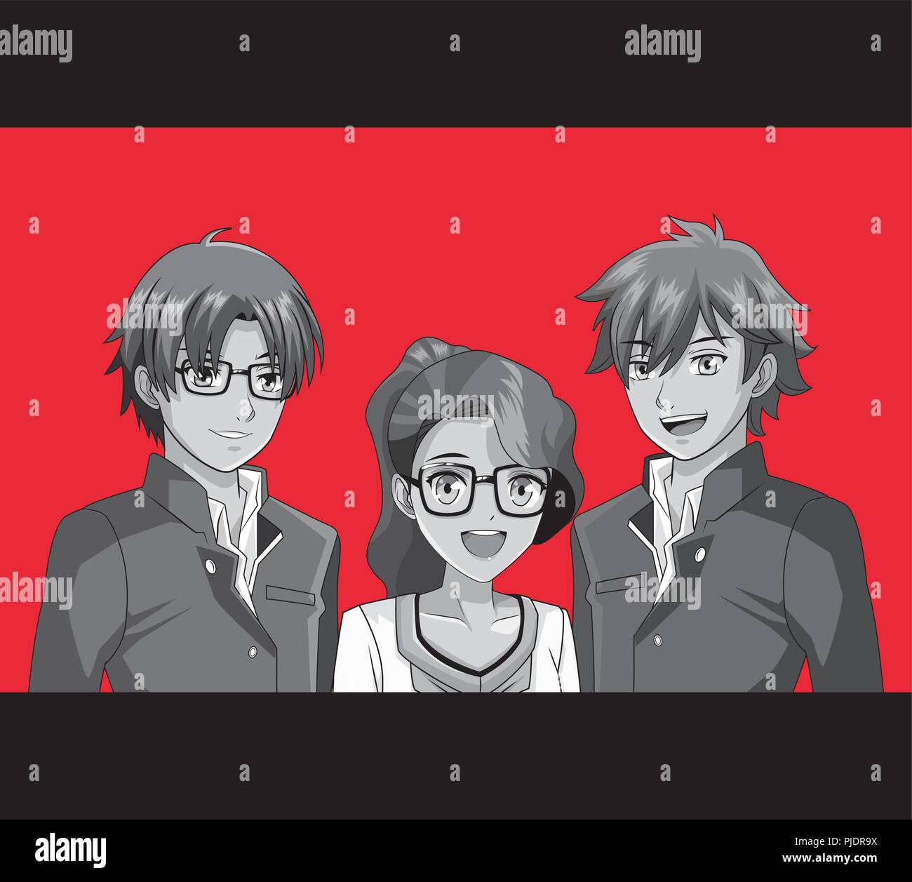 Young friends manga cartoons Stock Vector Image & Art - Alamy