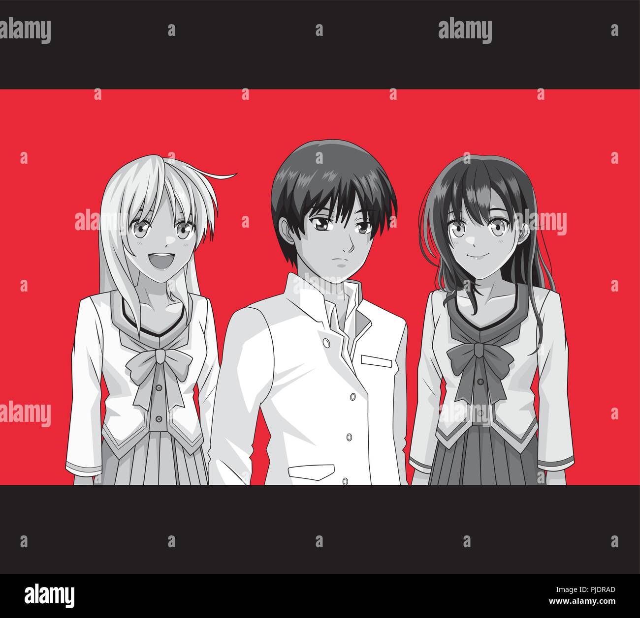 Young friends manga cartoons Stock Vector Image & Art - Alamy