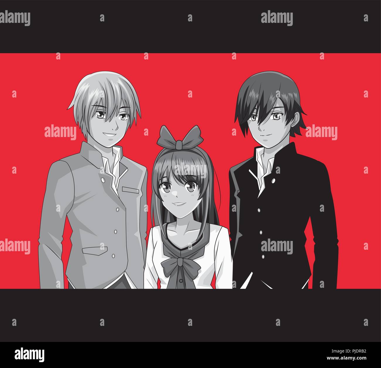 Young friends manga cartoons Stock Vector Image & Art - Alamy