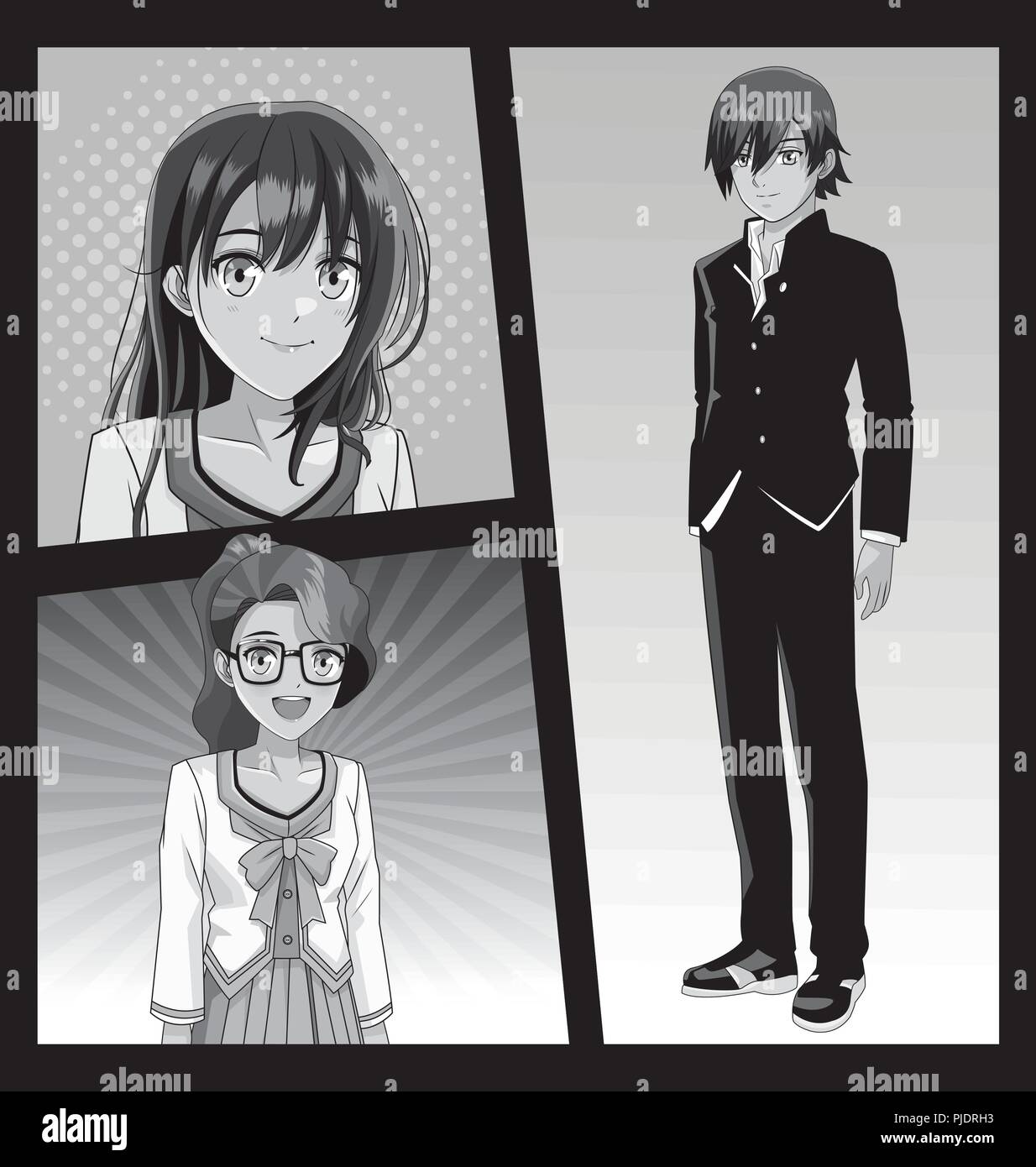 Young manga faces cartoons Stock Vector Image & Art - Alamy