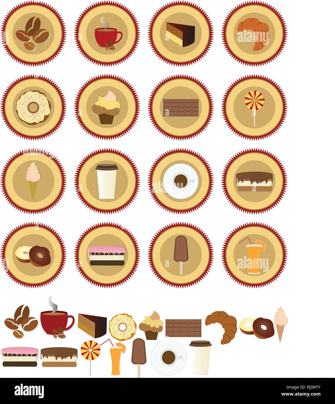 Set of flat dessert icons. Vector illustration Stock Vector Image & Art ...