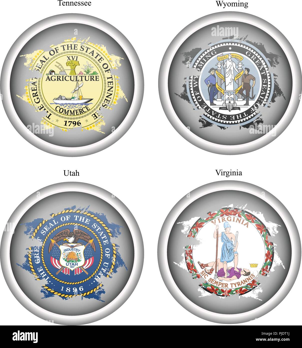 Set of icons. States of USA seals. Vector Stock Vector Image & Art - Alamy